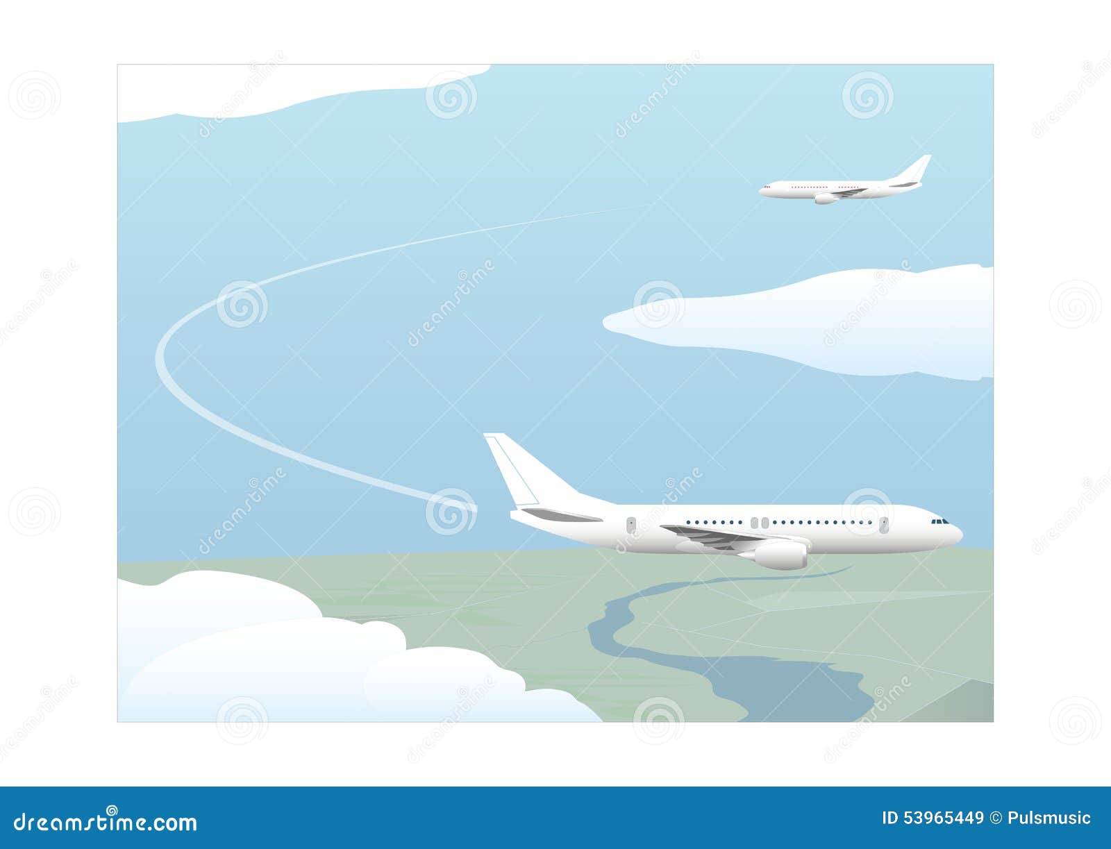 Phases Of A Flight. Climbing And Approach Vector Illustration ...