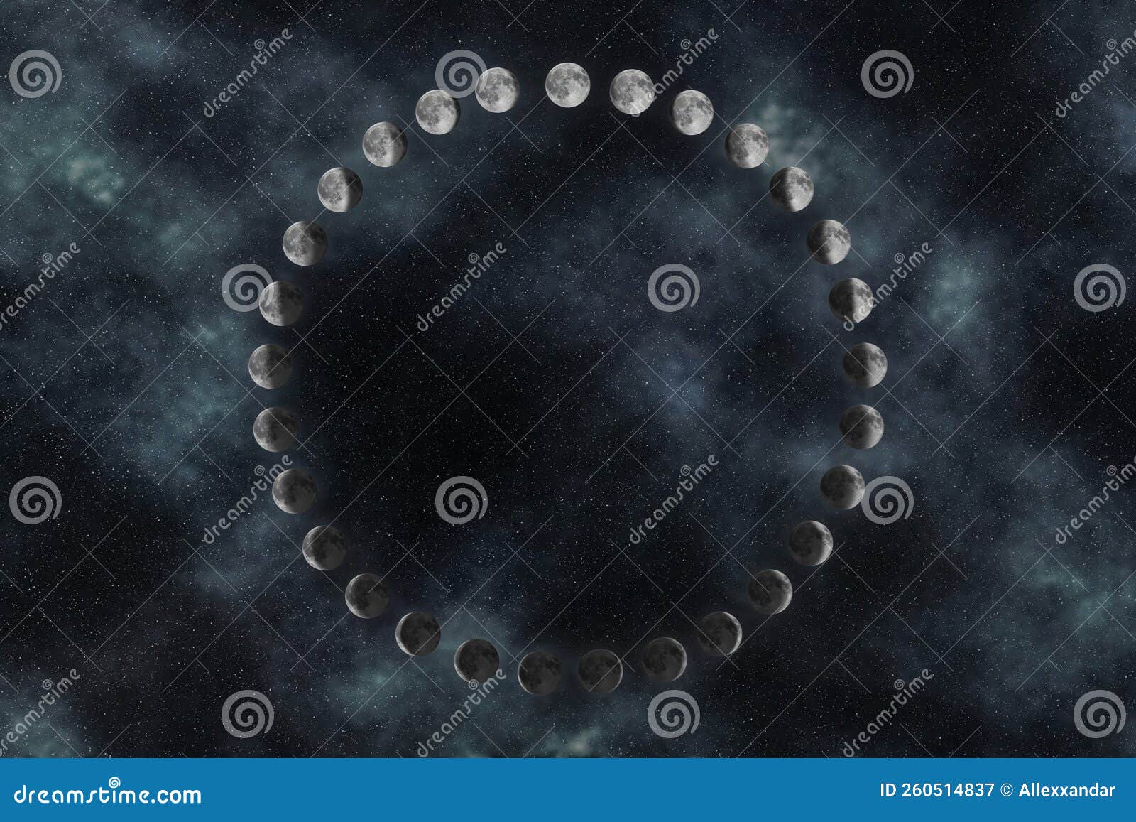 Phases of the Moon, Lunar Cycle Stock Image - Image of full, crescent ...