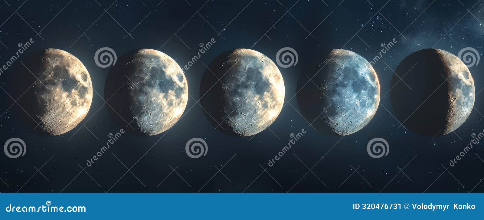 Phases of the Moon in a Starry Night Sky Stock Image - Image of galaxy ...