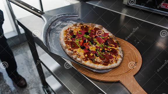 Phases of Preparation of Pizza Making Stock Photo - Image of kitchen ...