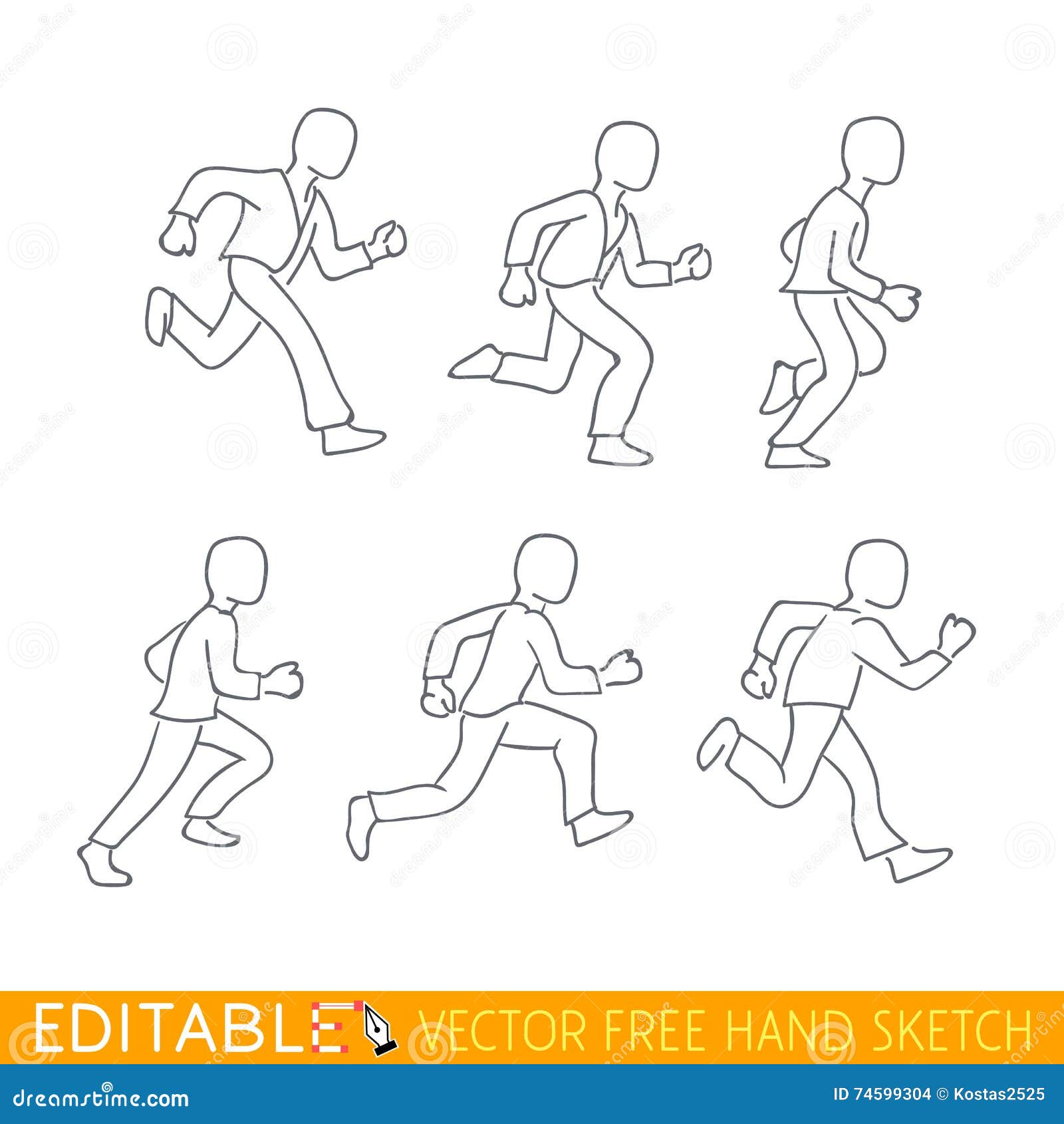 Phases of Run, State for Animation. Editable Vector Graphic in Linear ...