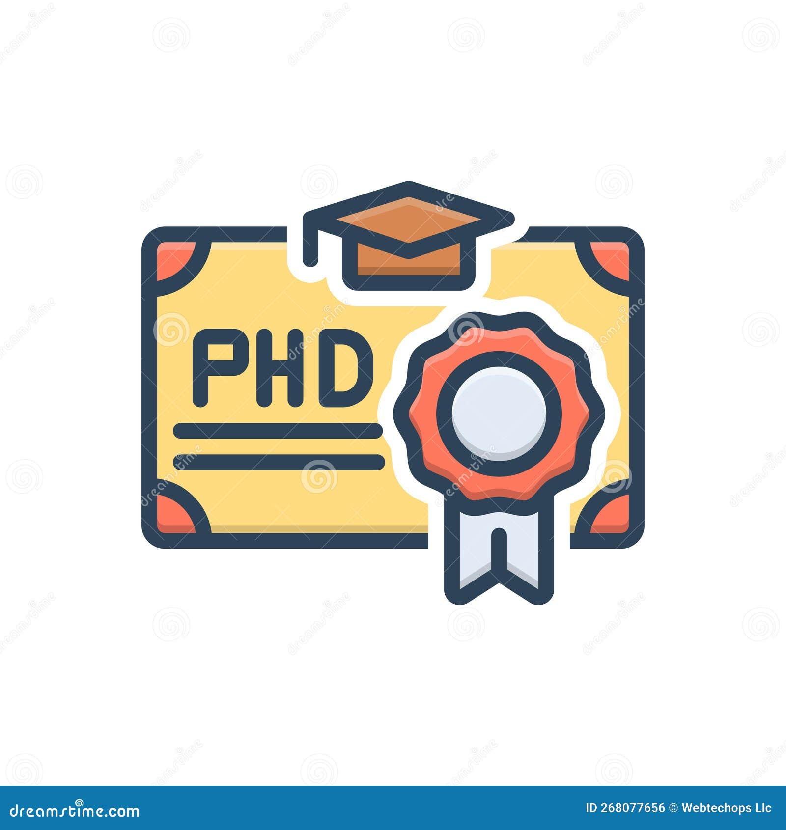 Color Illustration Icon for Phd, Graduate and Cap Stock Illustration ...