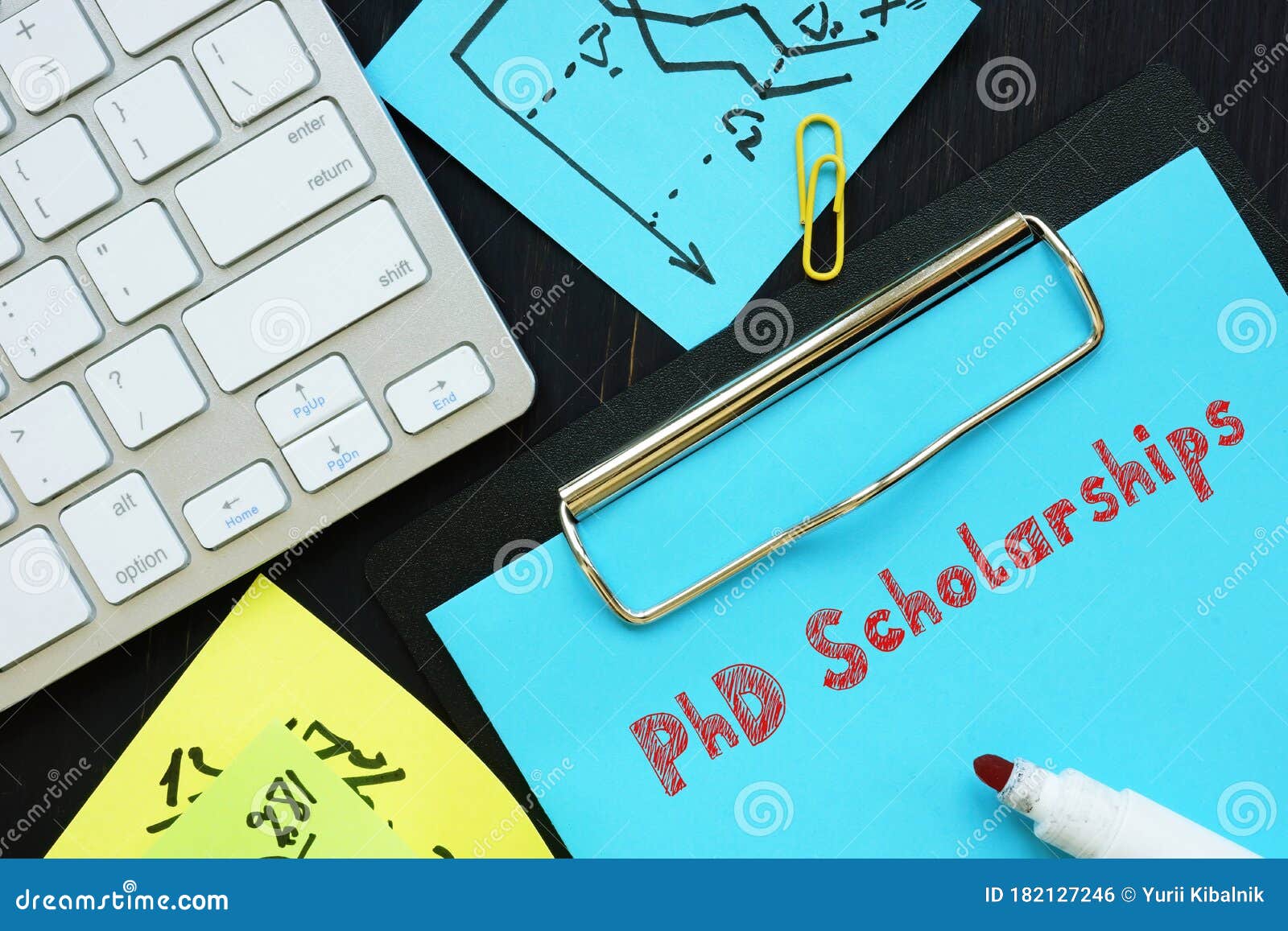 PhD Scholarships Sign on the Sheet Stock Photo - Image of notebook ...