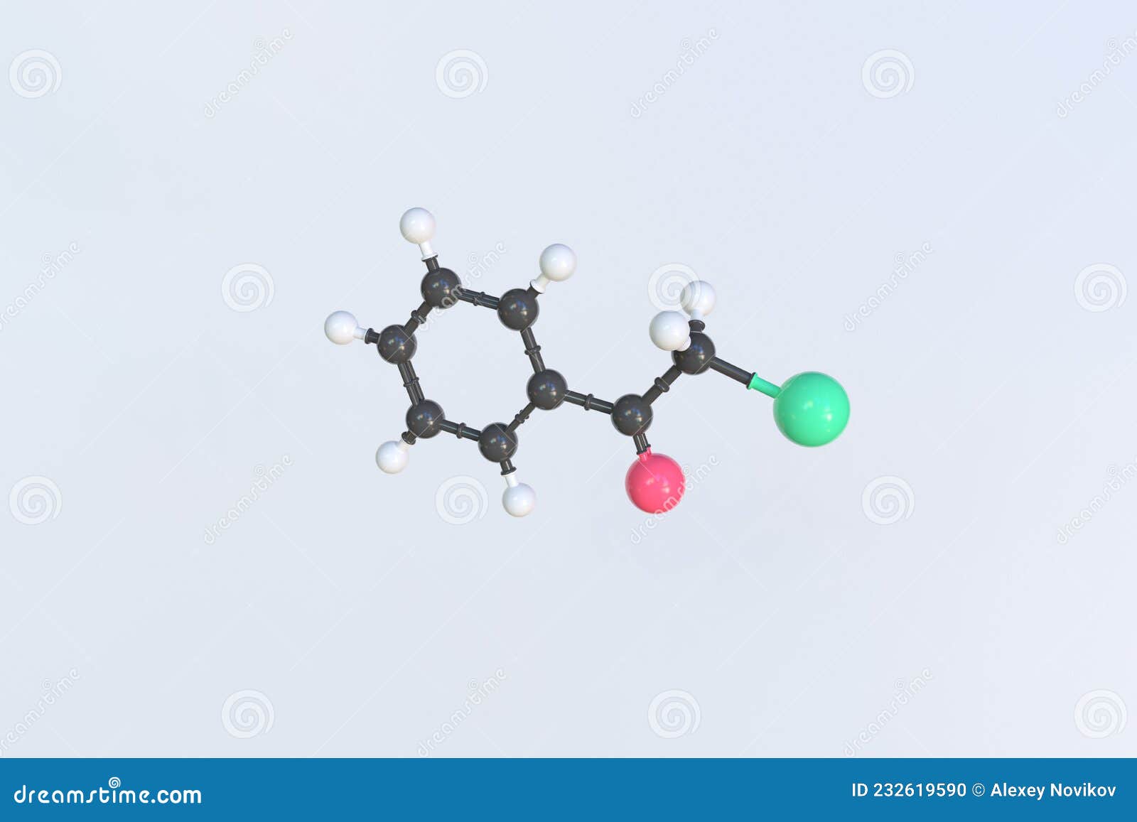 Phenacyl Bromide Molecule, Isolated Molecular Model. 3D Rendering Stock ...