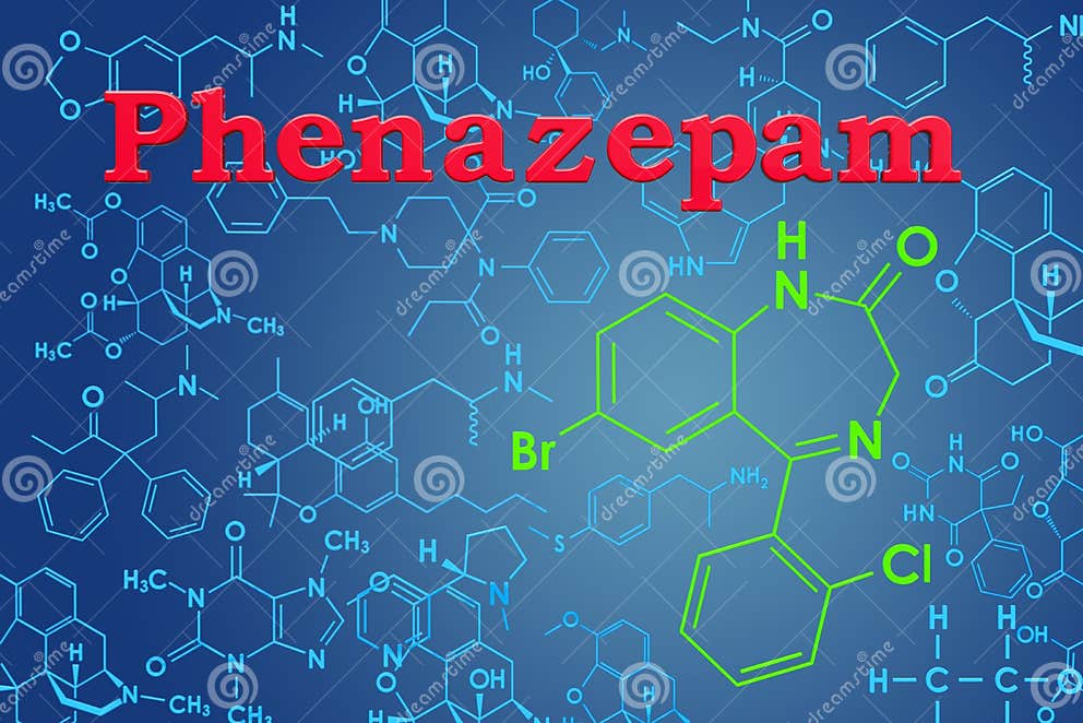 Phenazepam. Chemical Formula, Molecular Structure. 3D Rendering Stock ...