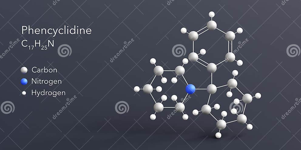 Phencyclidine Molecule 3d Rendering, Flat Molecular Structure with ...