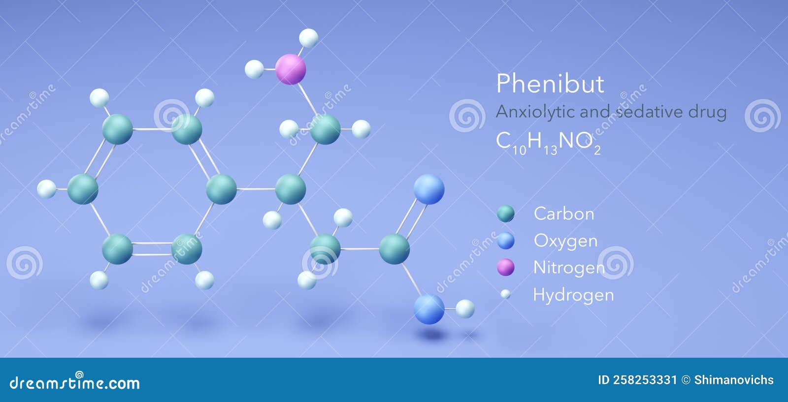 Phenibut, Molecular Structures, Anxiolytic and Sedative Drug, 3d Model ...