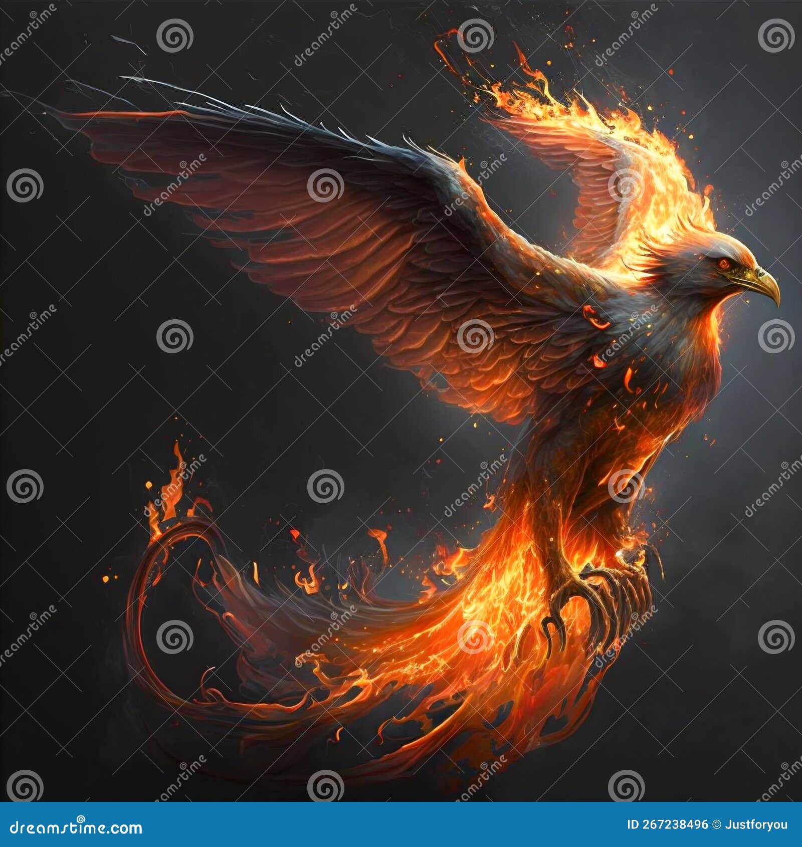 Phenix Fire Bird. Geenerative AI Stock Illustration - Illustration of ...