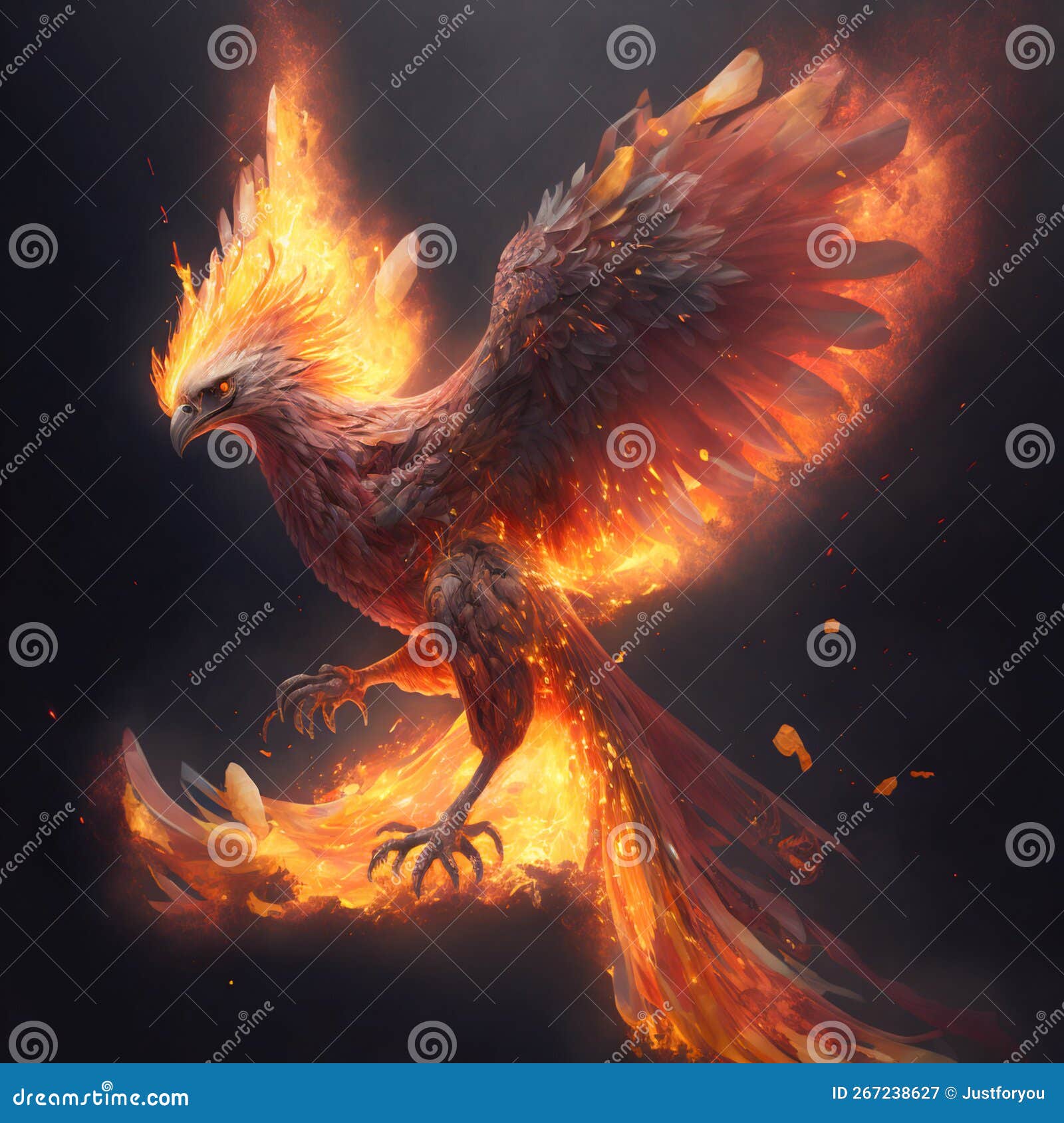 Phenix Fire Bird. Geenerative AI Stock Illustration - Illustration of ...