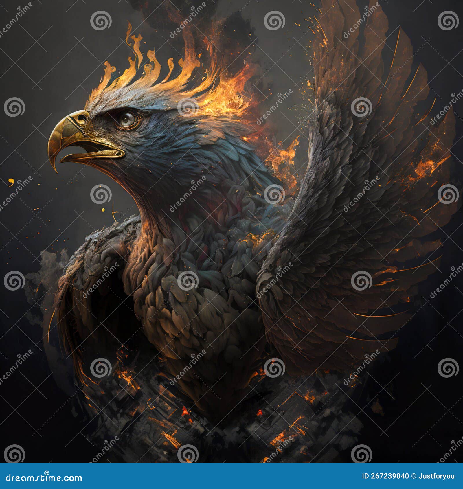 Phenix Fire Bird. Geenerative AI Stock Illustration - Illustration of ...