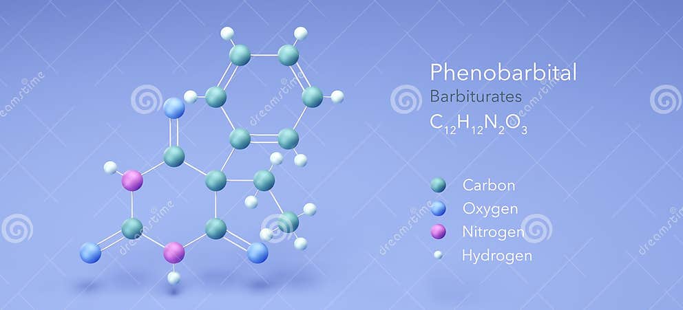 Phenobarbital Molecule, Molecular Structures, Barbiturate, 3d Model ...