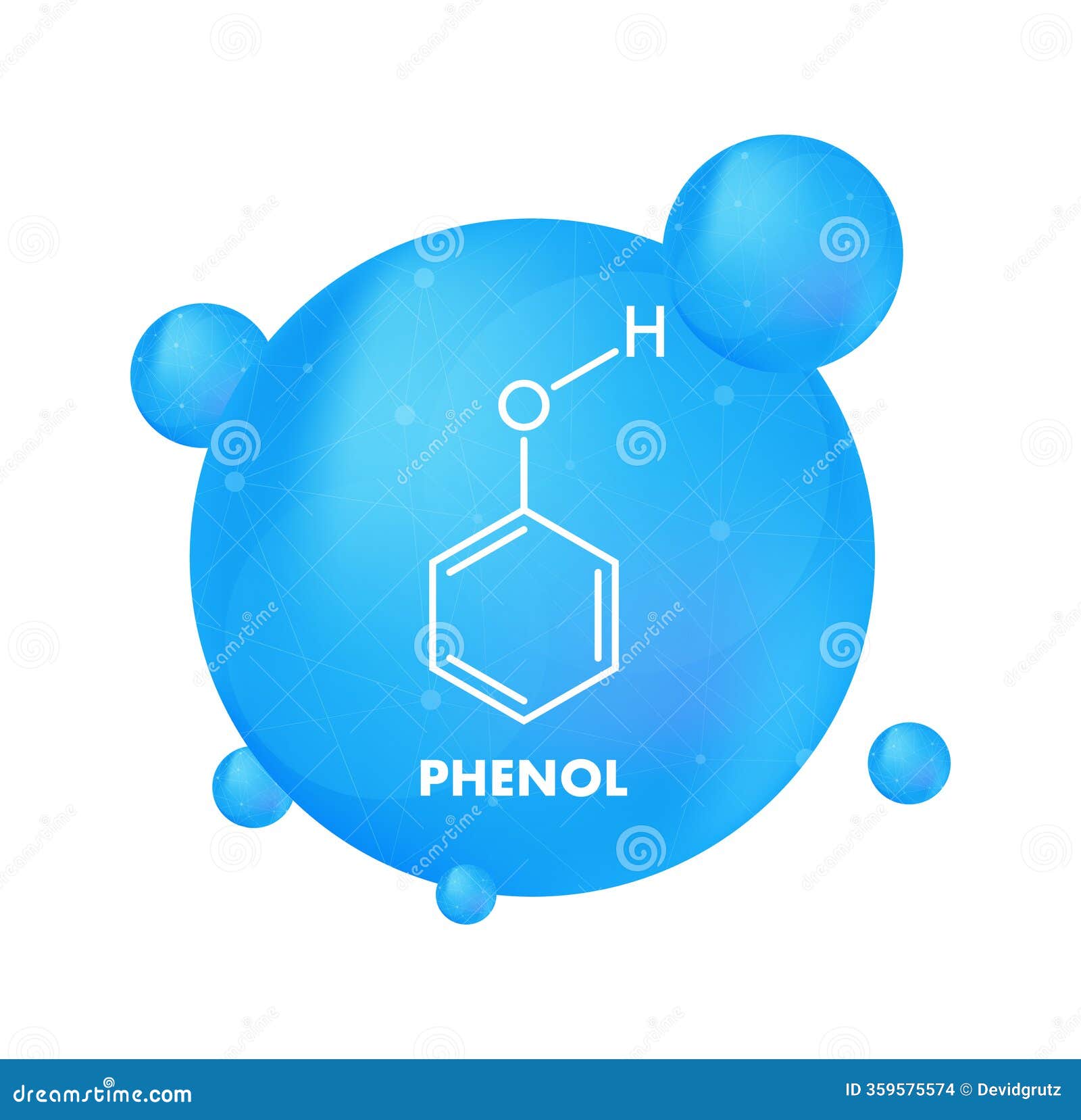 Phenol Molecular Structure with Blue Spheres Forming a Network Stock ...