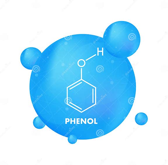 Phenol Molecular Structure with Blue Spheres Forming a Network Stock ...