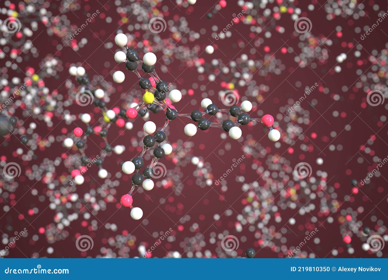 Phenol Red Molecule, Conceptual Molecular Model. Chemical 3d Rendering ...