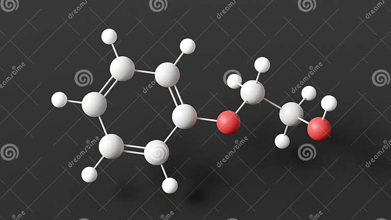Phenoxyethanol Molecule, Molecular Structure, Primary Alcohols, Ball ...