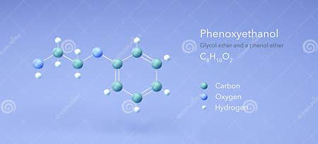 Phenoxyethanol Molecule, Molecular Structures, Glycol Ethers, 3d Model ...