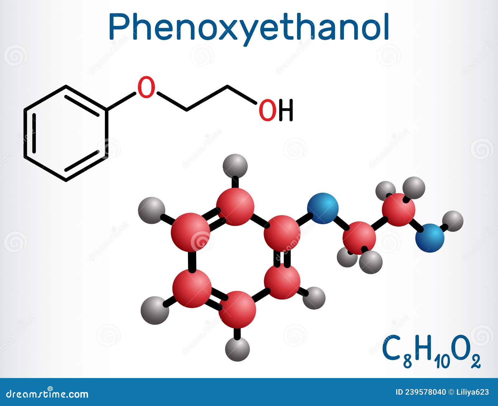 Phenoxyethanol Primary Alcohol Molecule. it is Glycol Ether ...