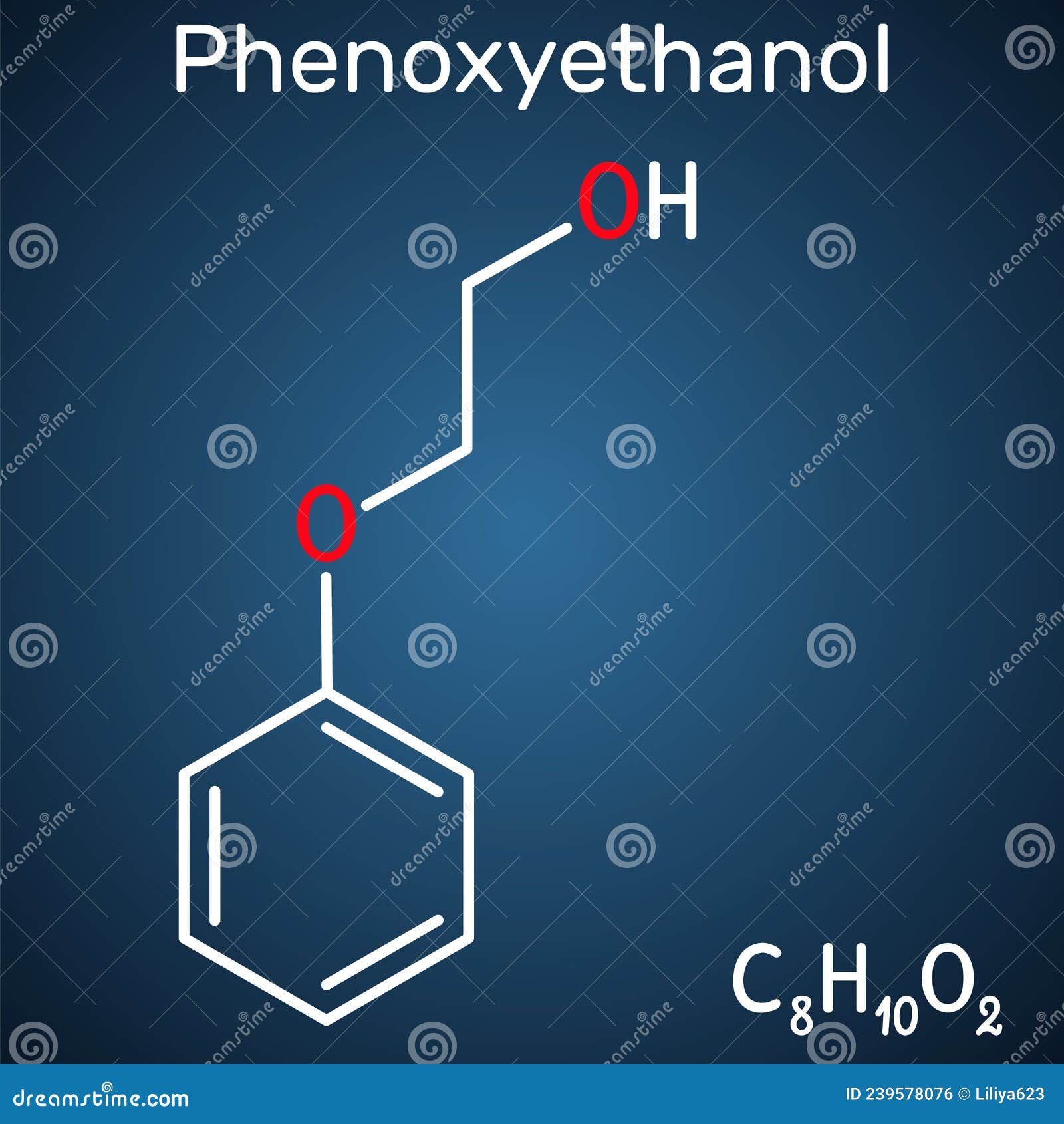 Phenoxyethanol Primary Alcohol Molecule. it is Glycol Ether ...