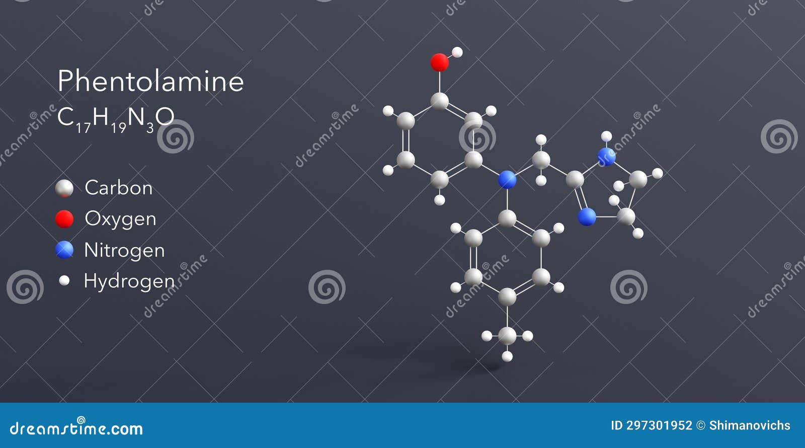 Phentolamine Molecule 3d Rendering, Flat Molecular Structure with ...