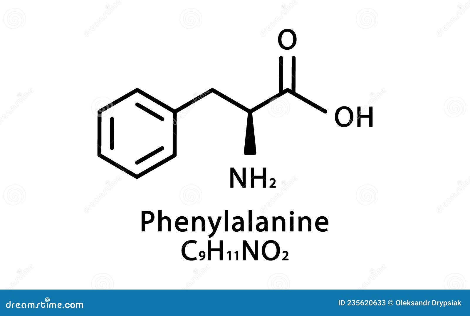 Phenylalanine Molecular Structure. Phenylalanine Skeletal Chemical ...
