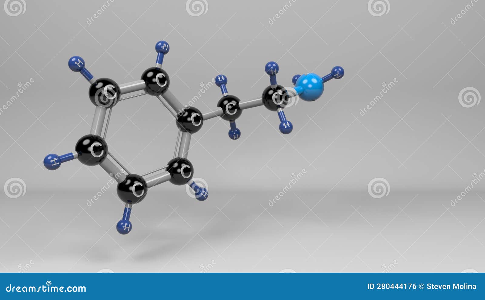 Phenylethylamine Molecule 3D Render Illustration. Stock Illustration ...