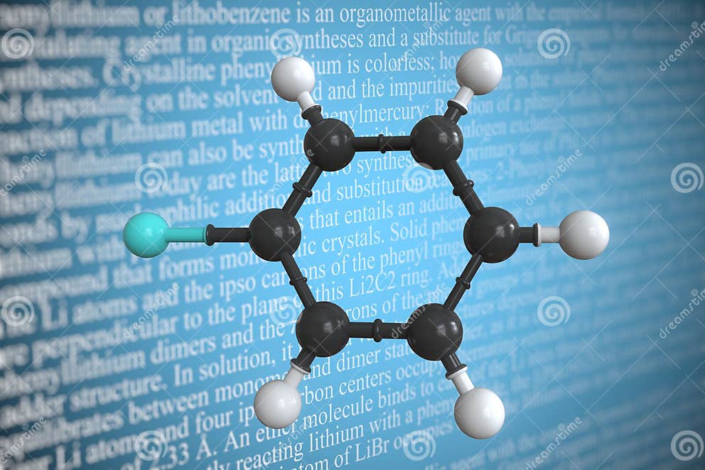 Phenyllithium Scientific Molecular Model, 3D Rendering Stock ...