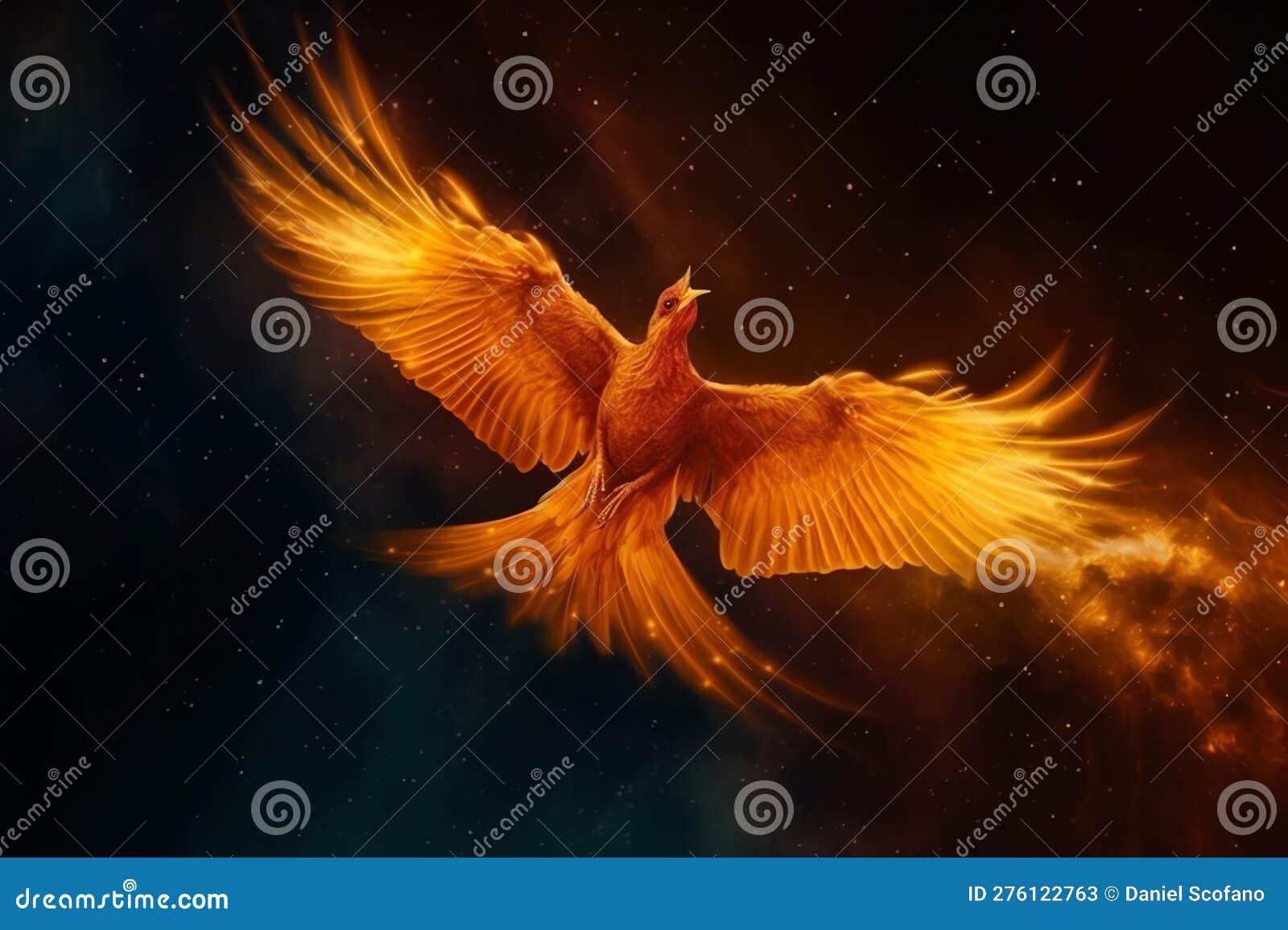 Pheonix Flying in the Space. Generative AI Stock Illustration ...