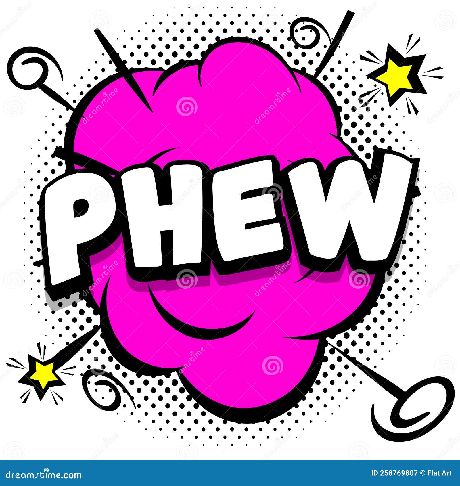 Phew Comic Bright Template with Speech Bubbles on Colorful Frames Stock ...