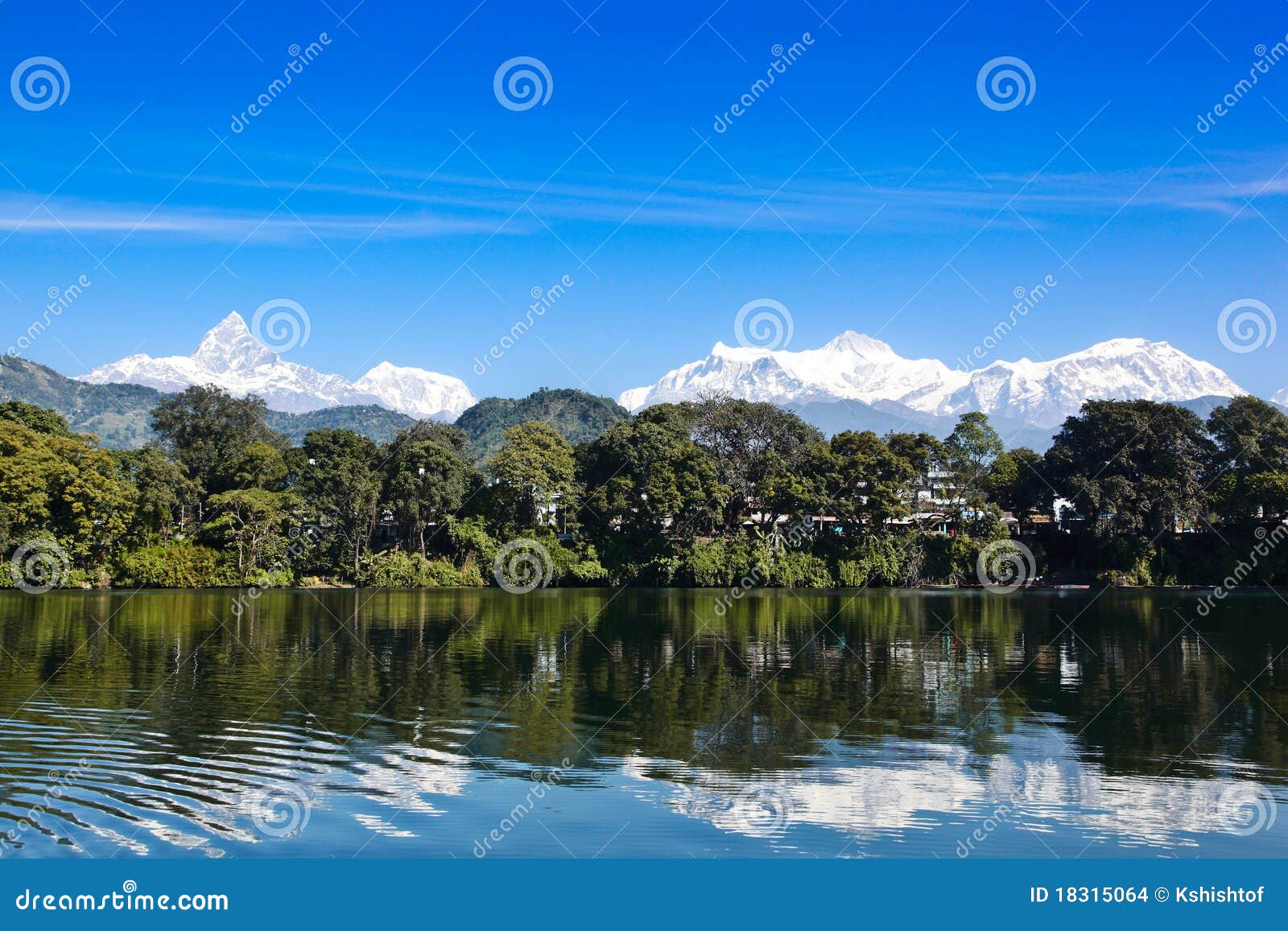 Phewa Lake stock photo. Image of nature, nepal, tranquil - 18315064