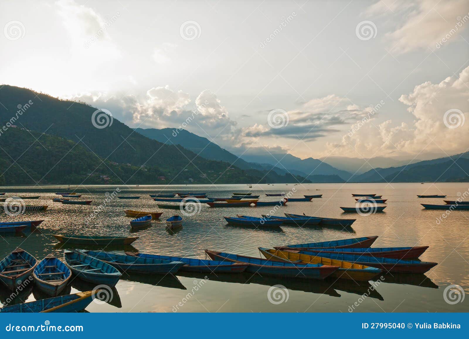 Phewa lake in Nepal stock photo. Image of calm, evening - 27995040