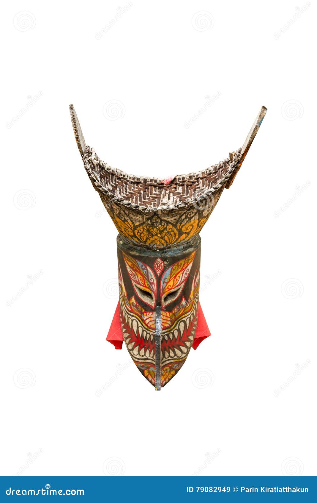 Phi Ta Khon Mask Isolated On White Background. Stock Image - Image of ...