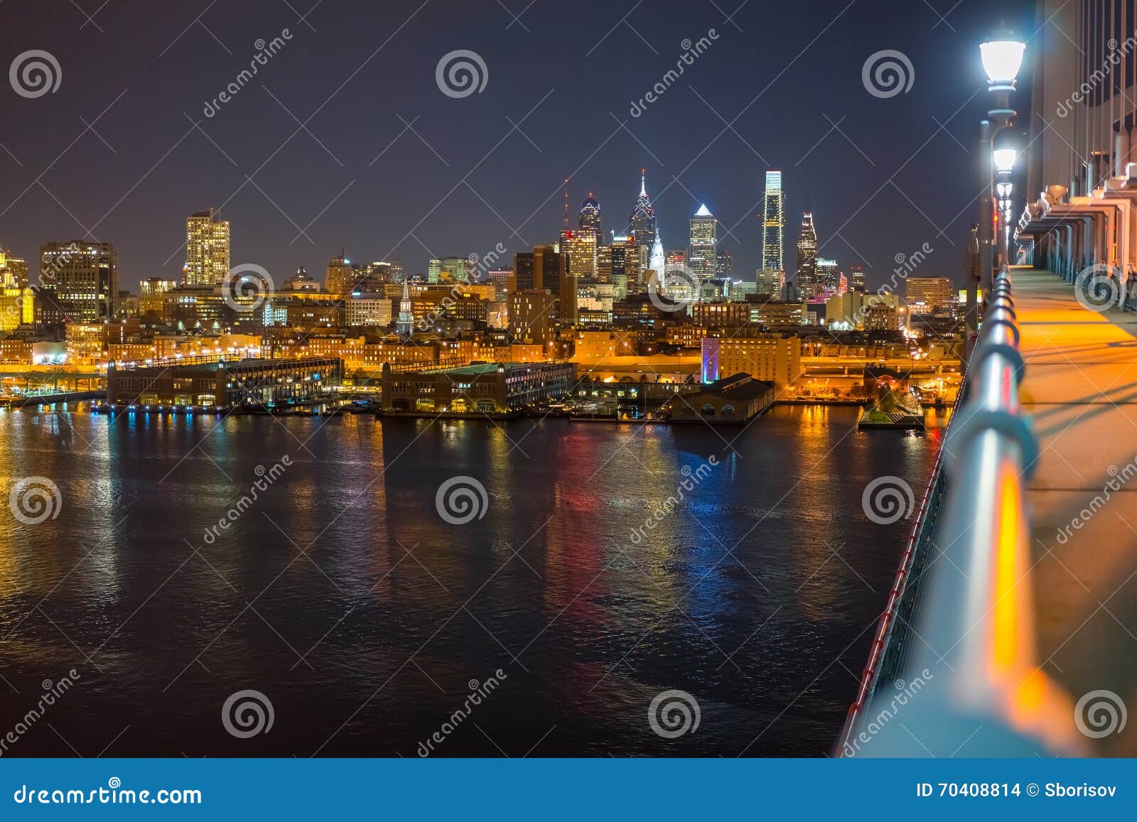 Philadelphia from Ben Franklin Bridge Stock Photo - Image of river ...