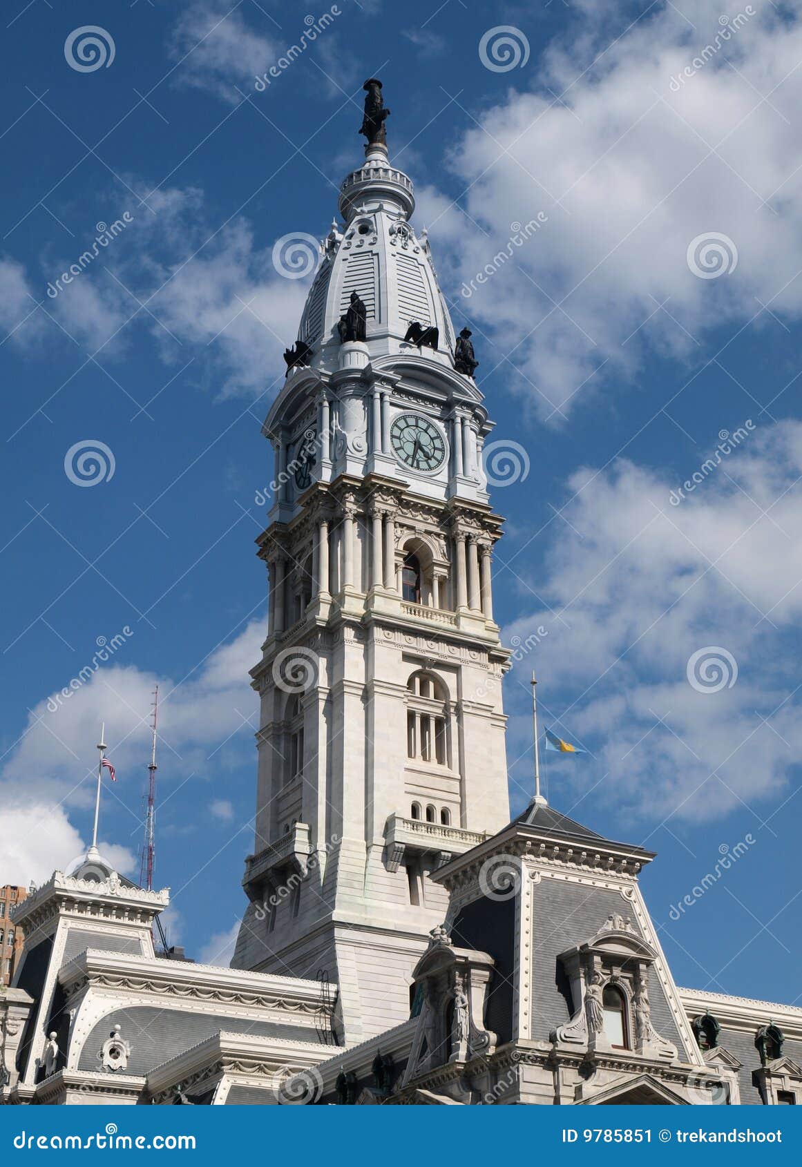 Philadelphia City Hall Clock Tower Stock Image - Image of tower ...