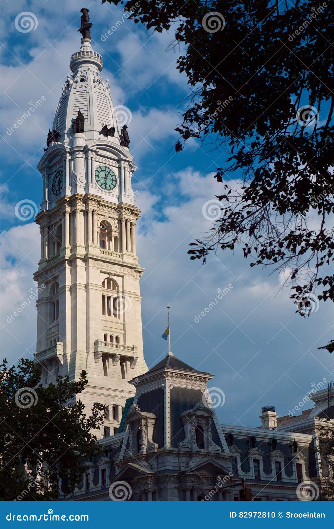 Philadelphia City Hall Clock Tower Stock Photo - Image of building ...