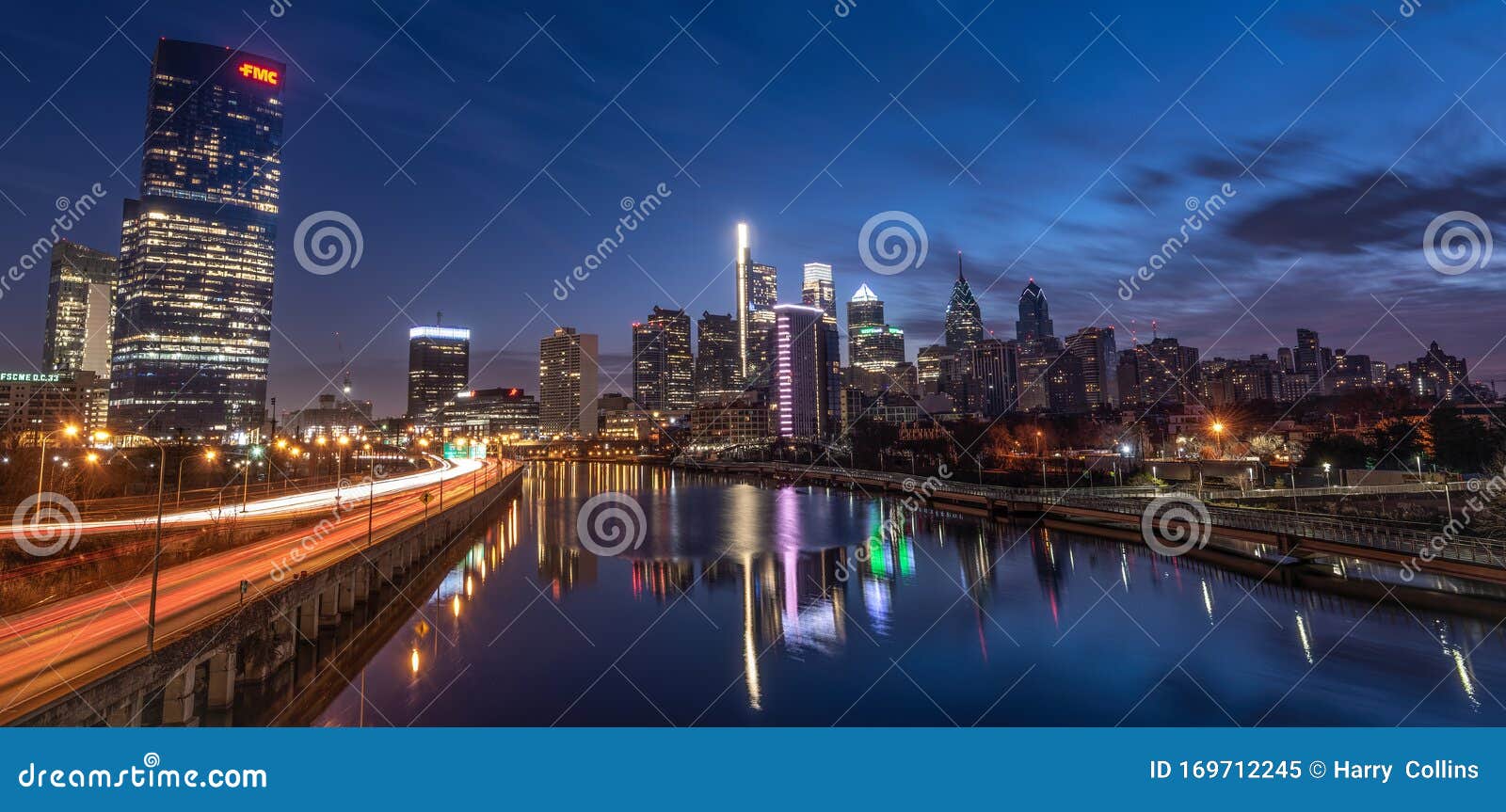 Philadelphia Skyline at Night Stock Image - Image of national, great ...