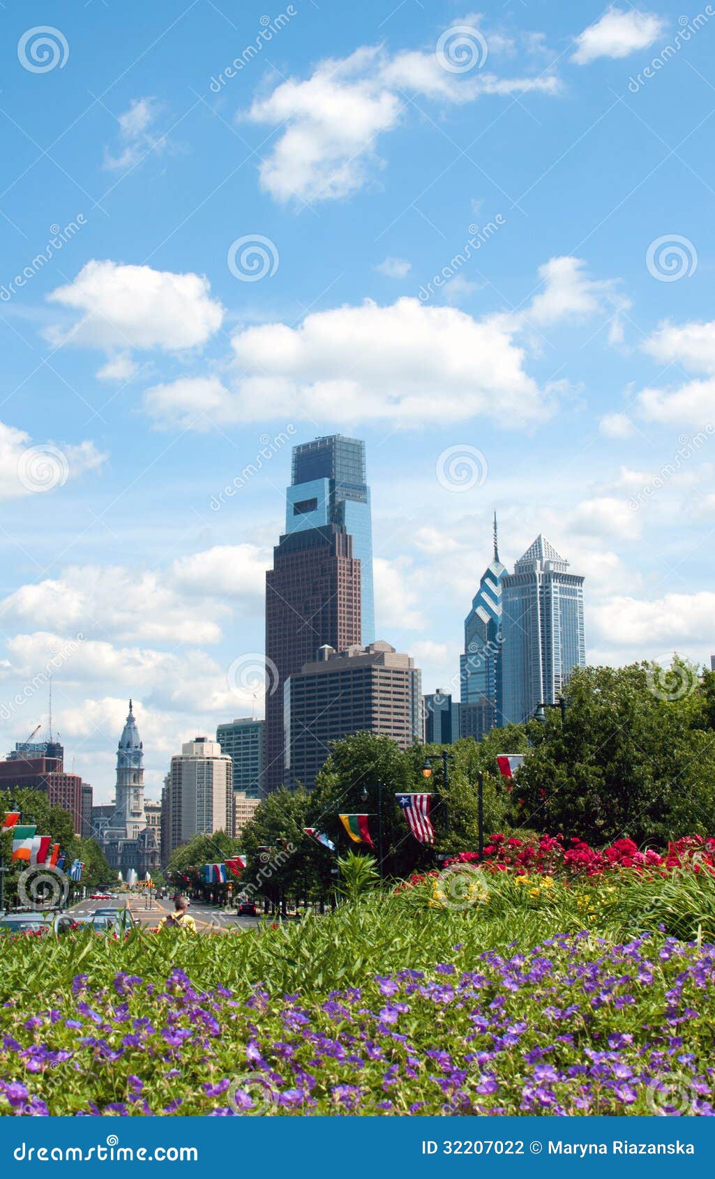 Philadelphia Downtown Skyline Stock Photo - Image of parkway, buildings ...