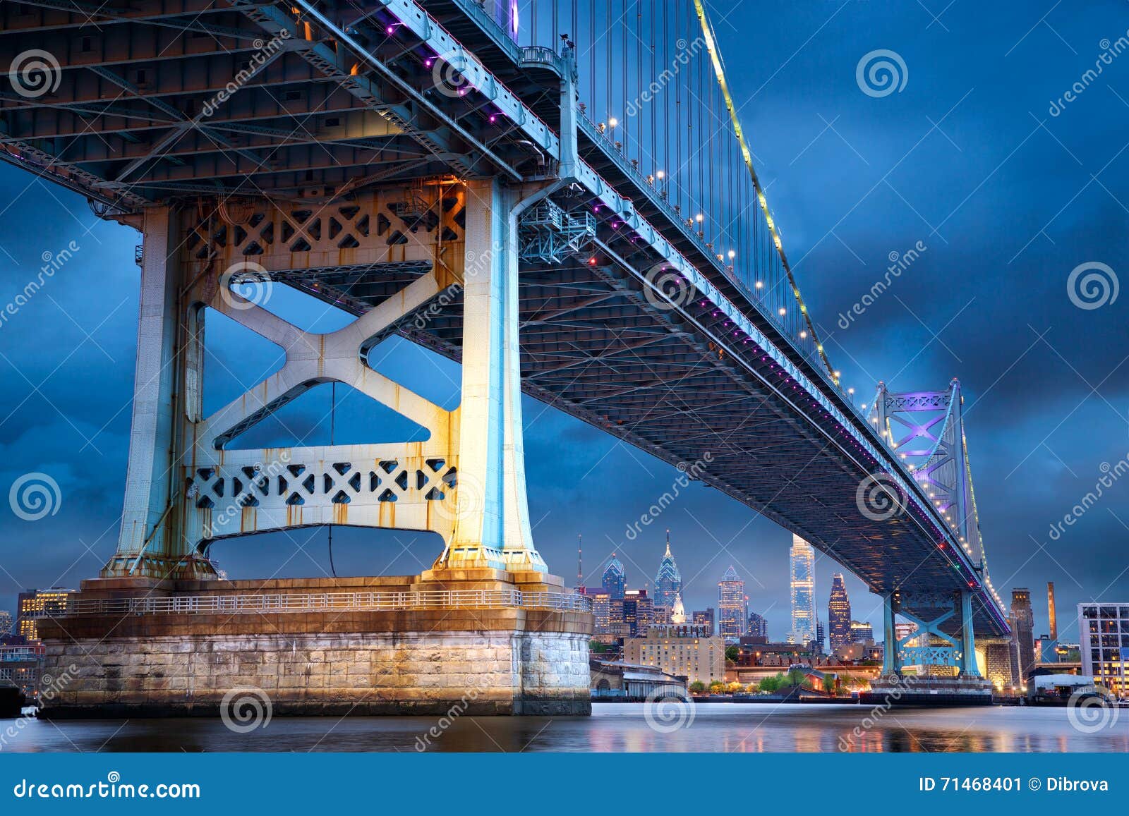Philadelphia at dusk stock image. Image of attraction - 71468401
