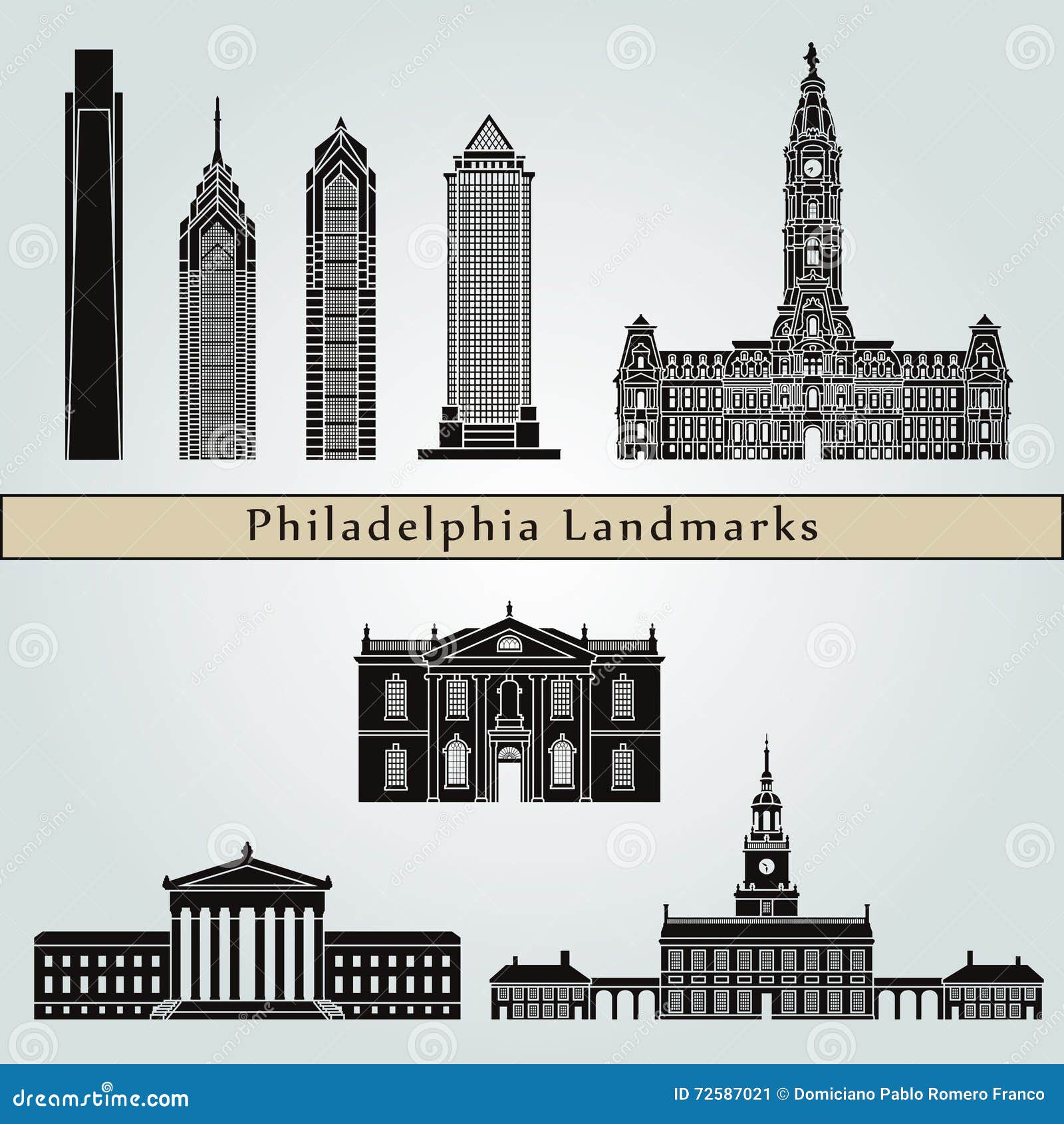 Philadelphia Landmarks Monuments Stock Illustrations – 8 Philadelphia ...