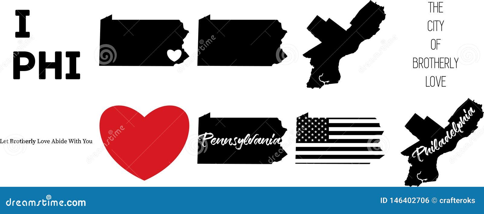 Philadelphia Pennsylvania Map with Heart Symbol Stock Vector ...