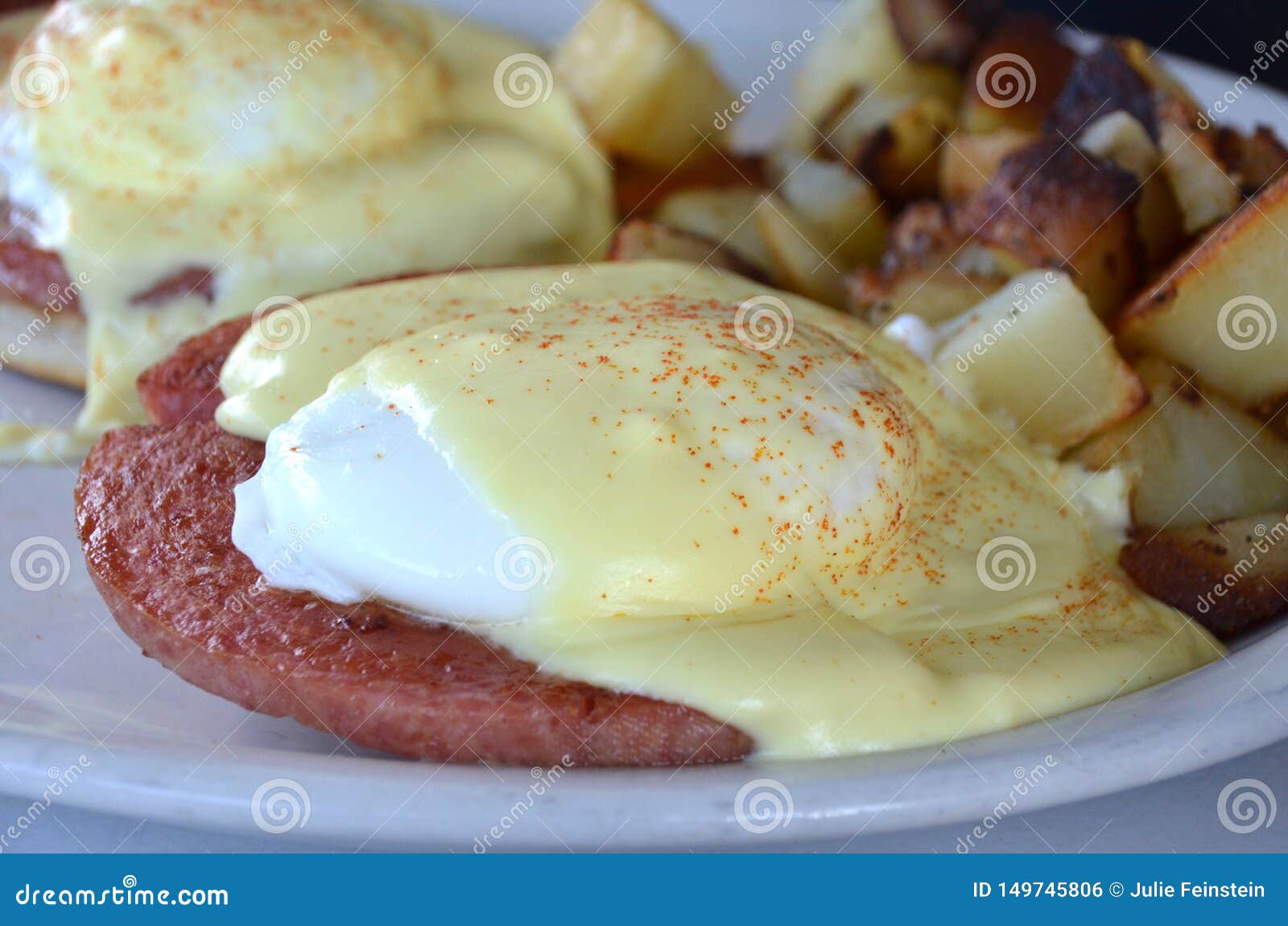 Philly Eggs Benedict stock photo. Image of hollandaise - 149745806