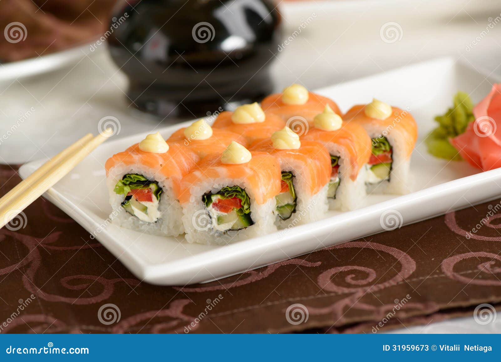Philadelphia Roll With Salmon And Cream Cheese Royalty-Free Stock Photo ...