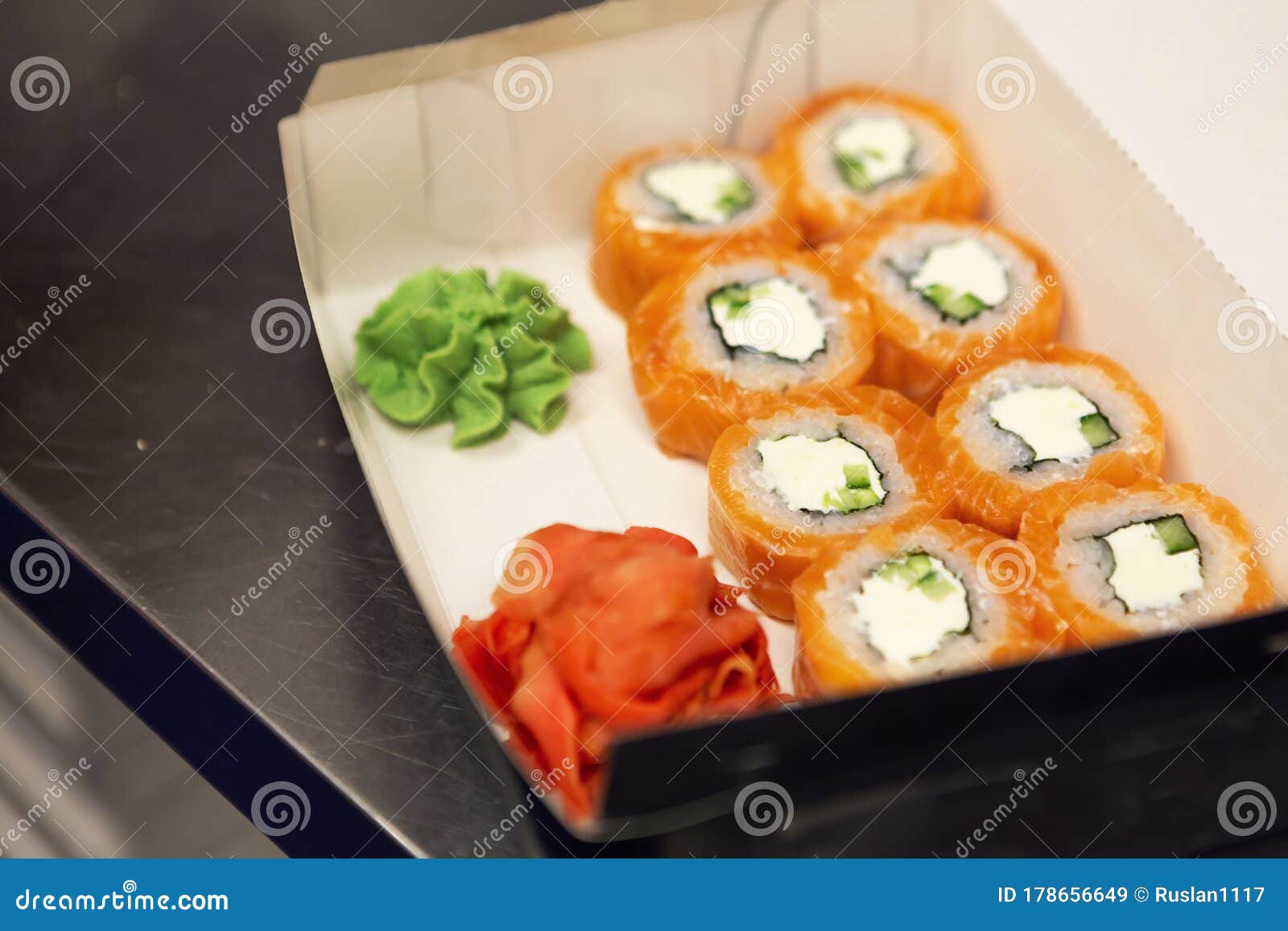 Philadelphia Rolls Set in Boxes on the Table Stock Image - Image of ...