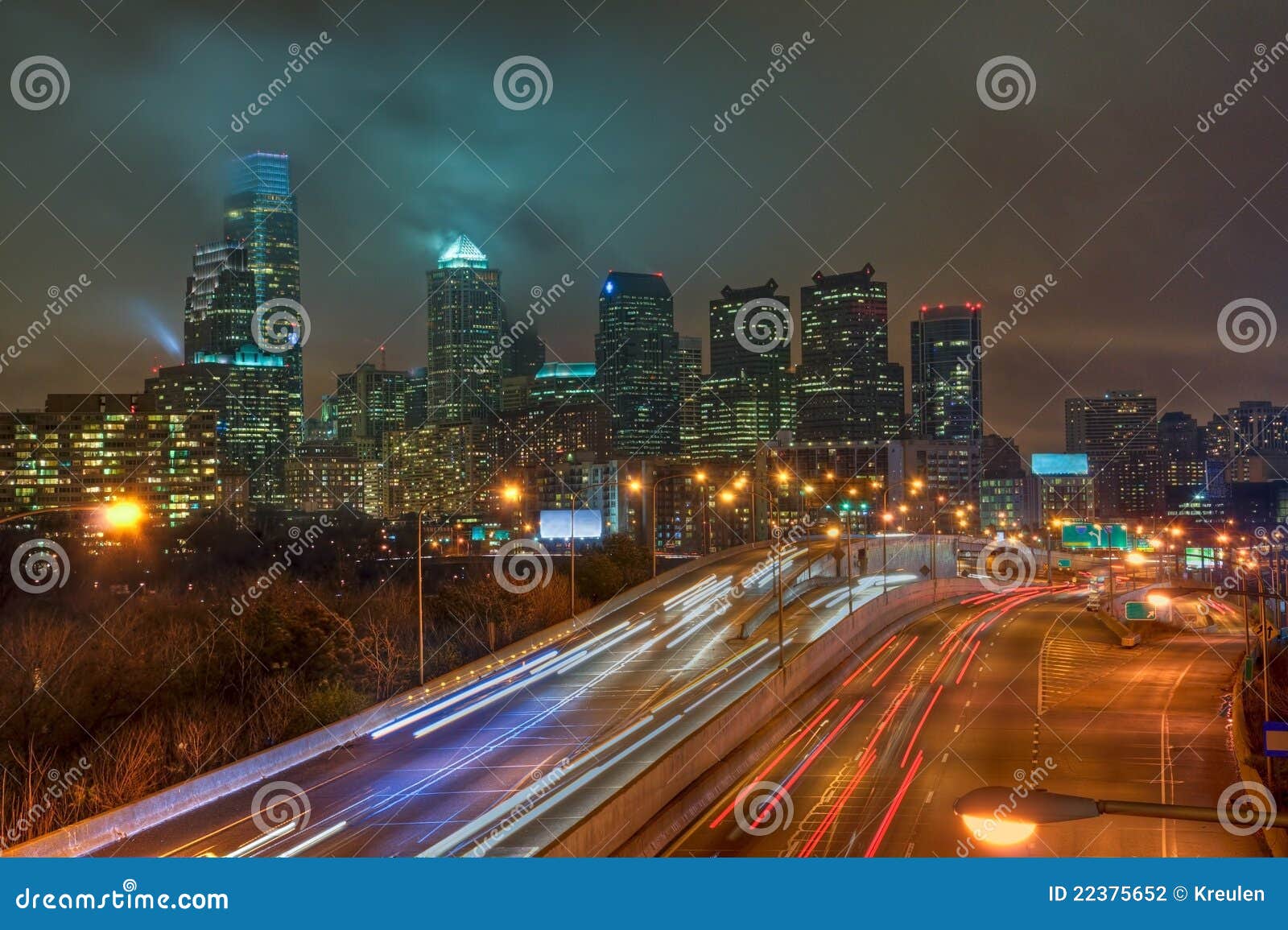Philadelphia Skyline at Night Stock Photo - Image of city, skyline ...
