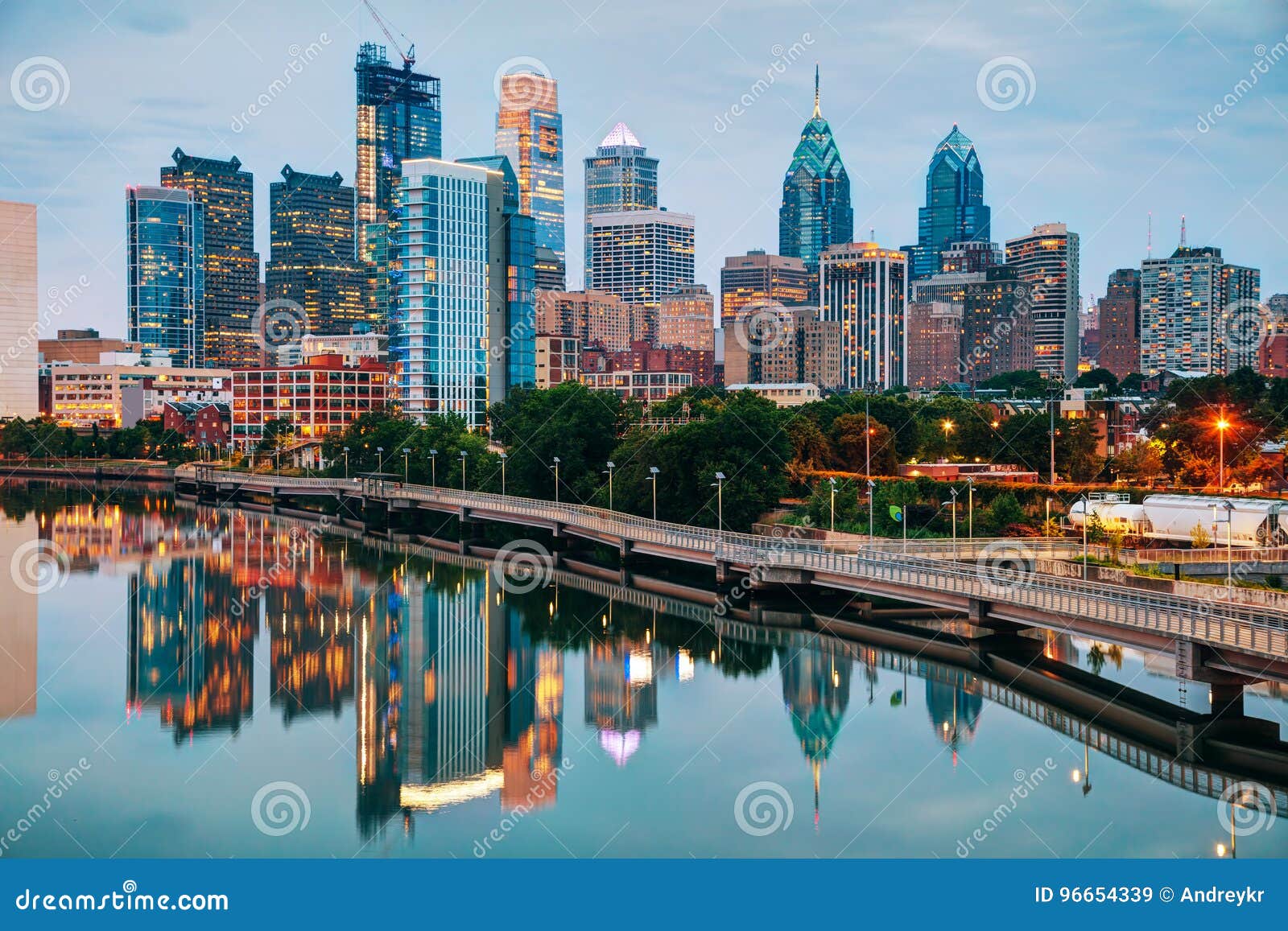 Philadelphia Skyline at Night Stock Image - Image of schuylkill ...