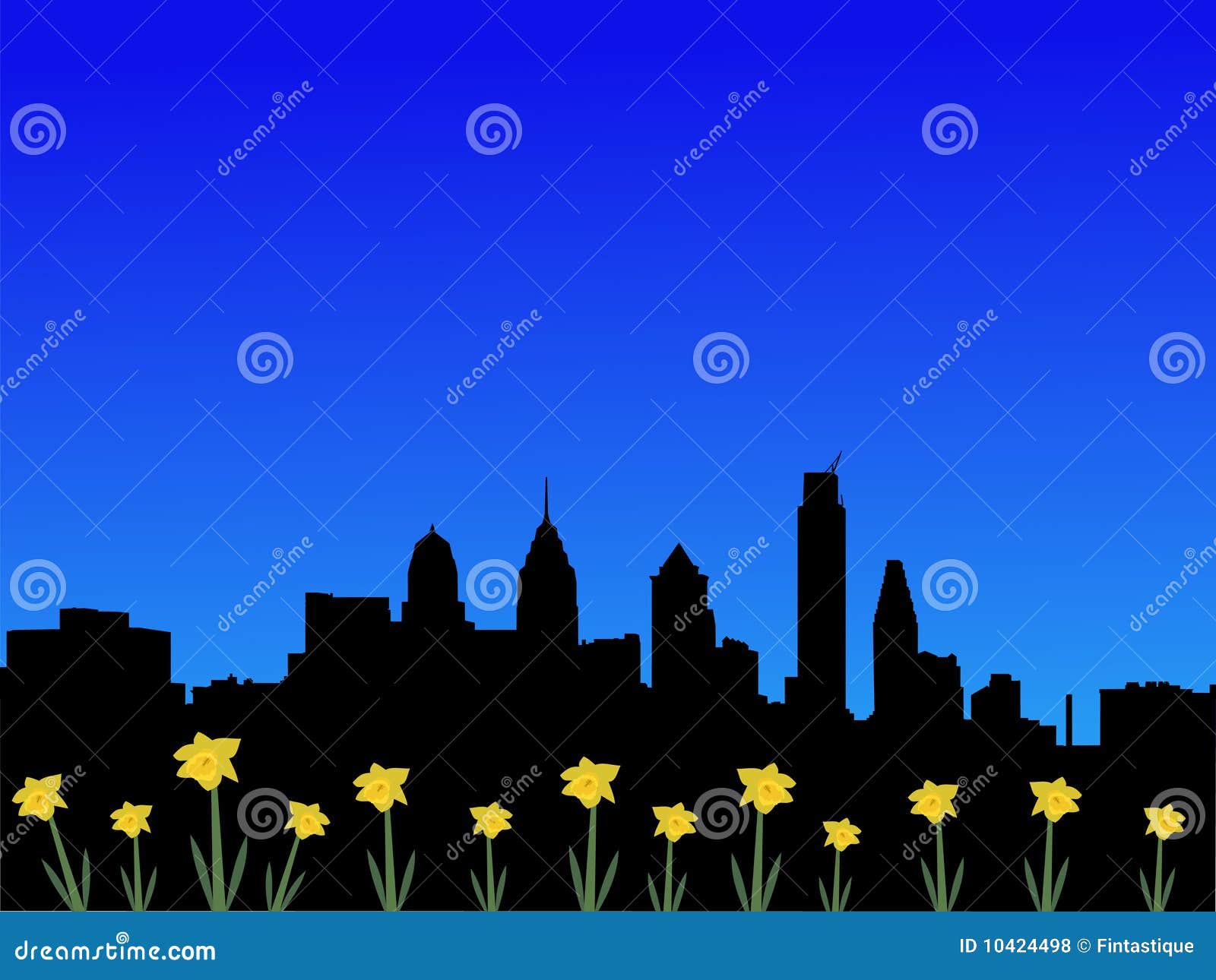 Philadelphia Skyline in Spring Stock Vector - Illustration of plants ...