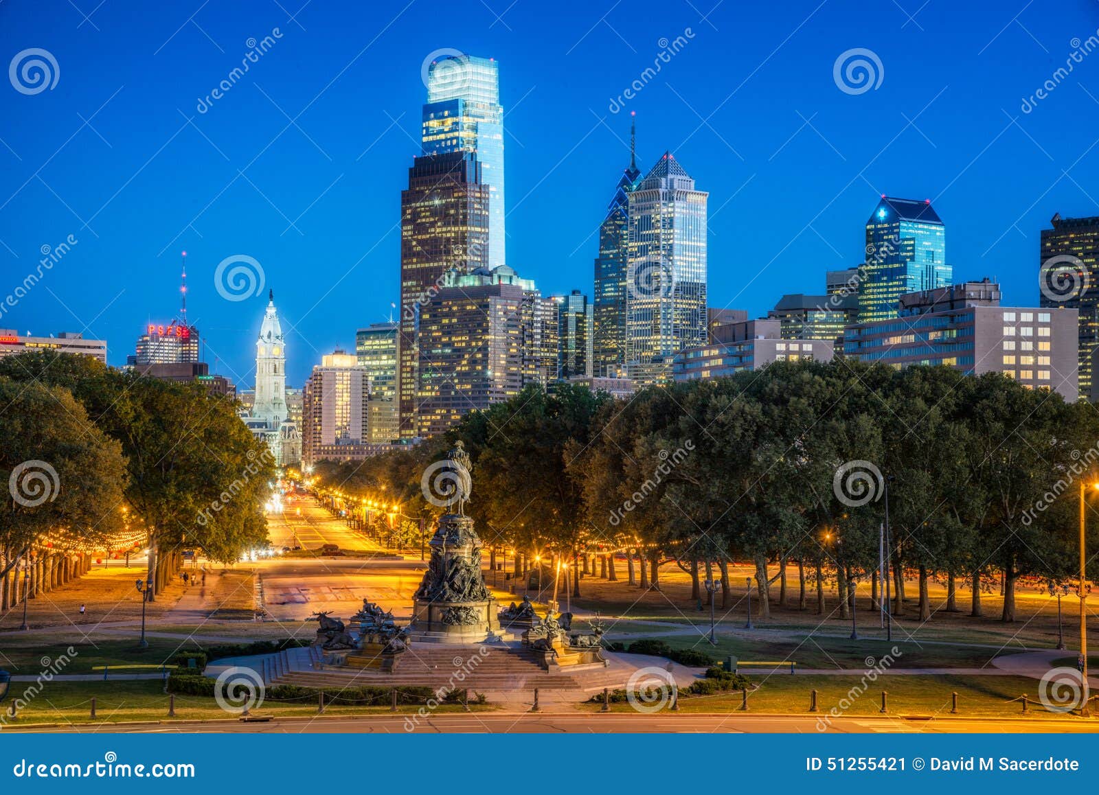 Philadelphia Skyline View from the Parkway Editorial Photo - Image of ...