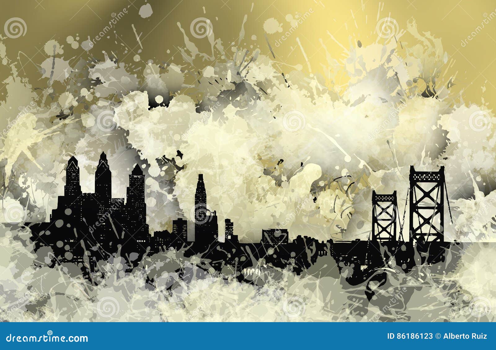 Philadelphia stain skyline stock illustration. Illustration of bridges ...