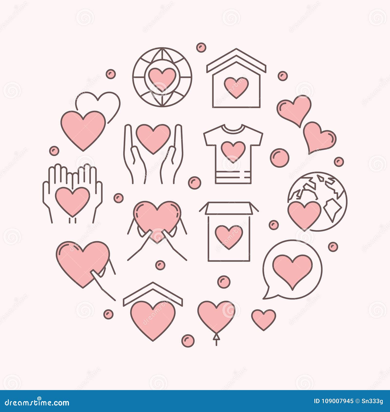 Philanthropy and Charity Vector Colored Round Illustration Stock Vector ...