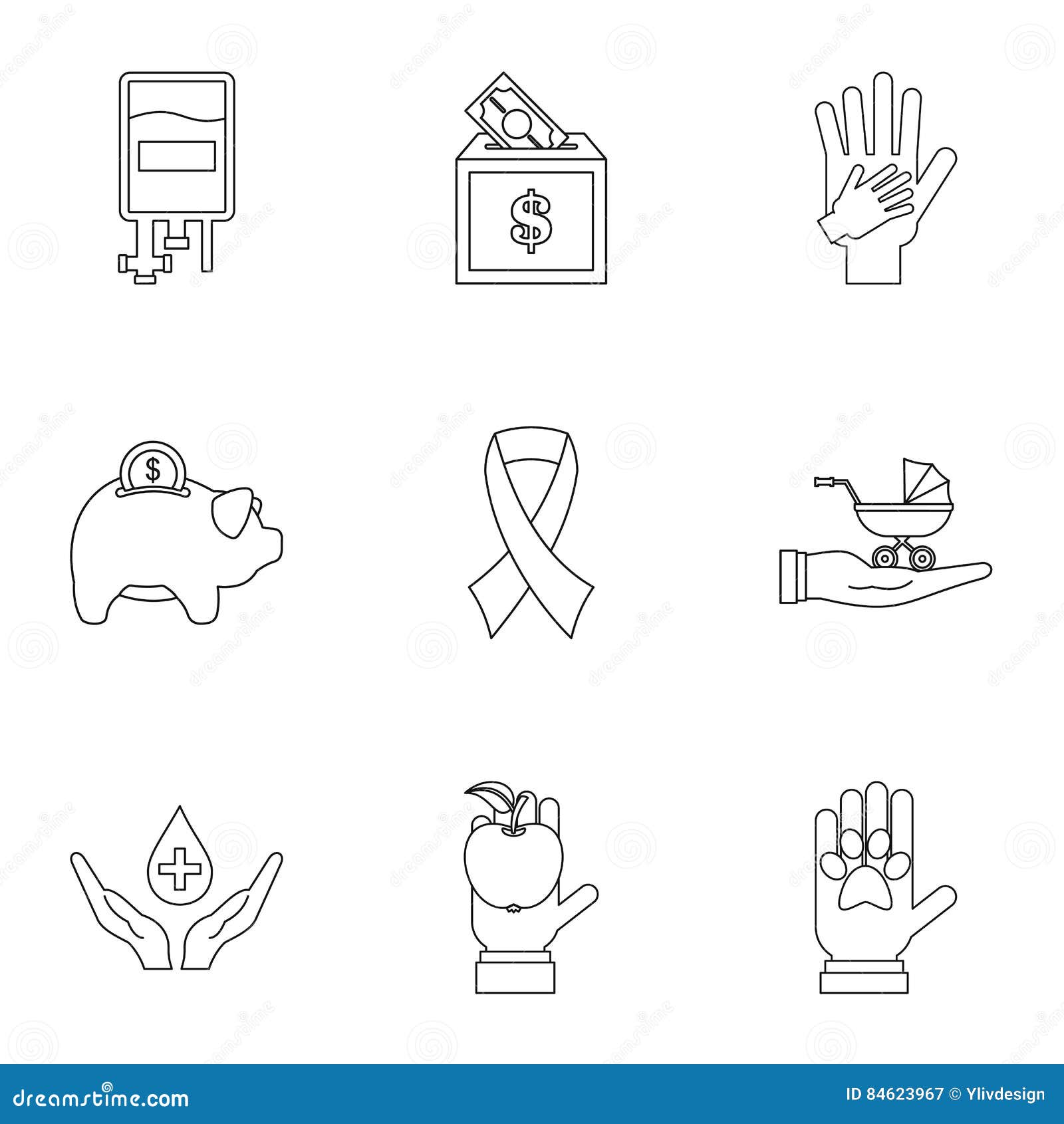 Philanthropy Icons Set, Outline Style Stock Vector - Illustration of ...