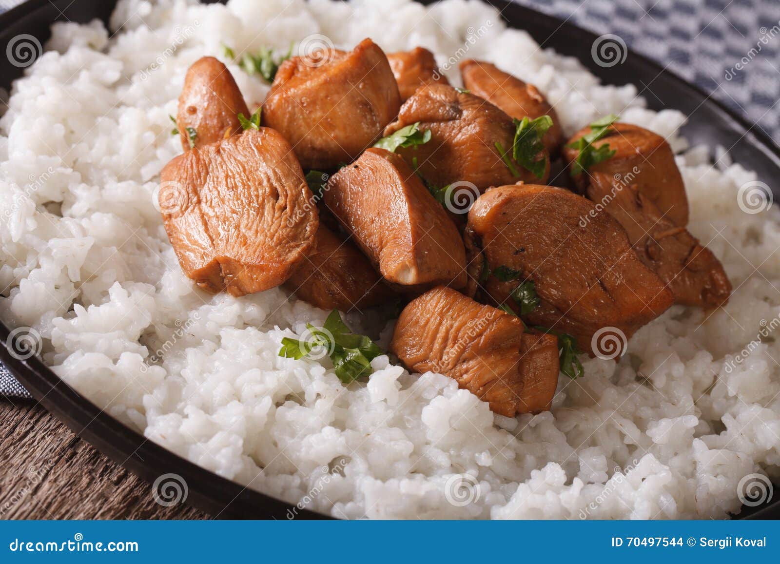 Philippine Adobo Chicken with Rice Macro. Horizontal Stock Photo ...